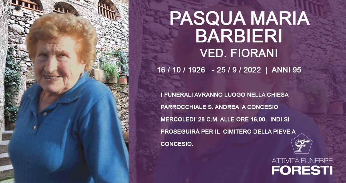 Attività Funebre FORESTI | Annunci | PASQUA MARIA BARBIERI