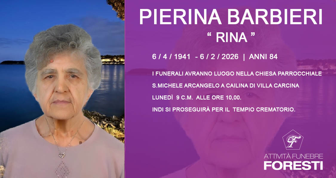 Attività Funebre FORESTI | Annunci | PIERINA BARBIERI