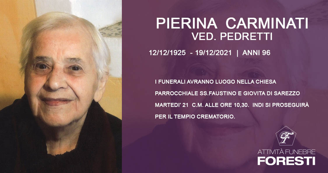 Attività Funebre FORESTI | Annunci | PIERINA CARMINATI