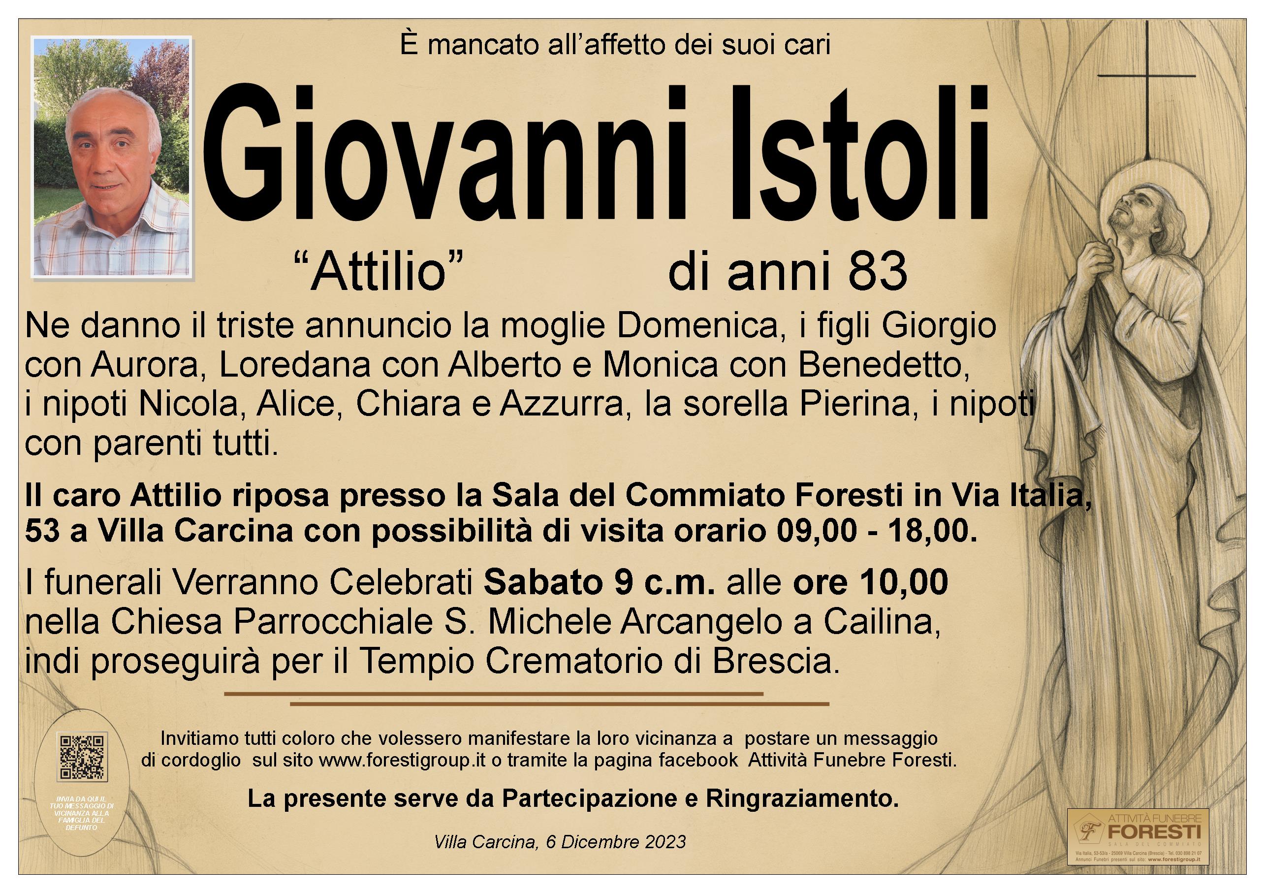 Attività Funebre FORESTI | Annunci | GIOVANNI ATTILIO ISTOLI