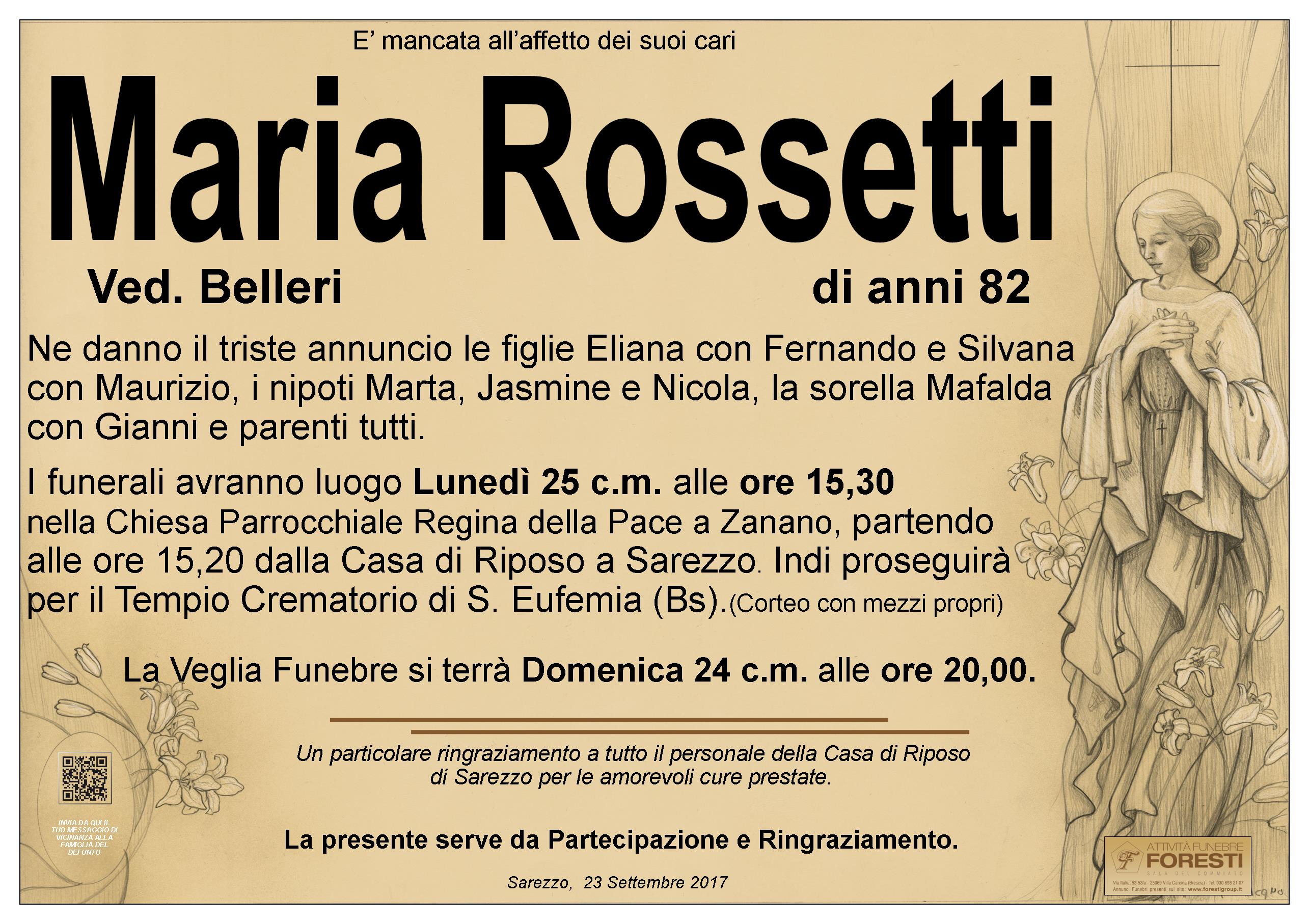 Attività Funebre FORESTI | Annunci | MARIA ROSSETTI